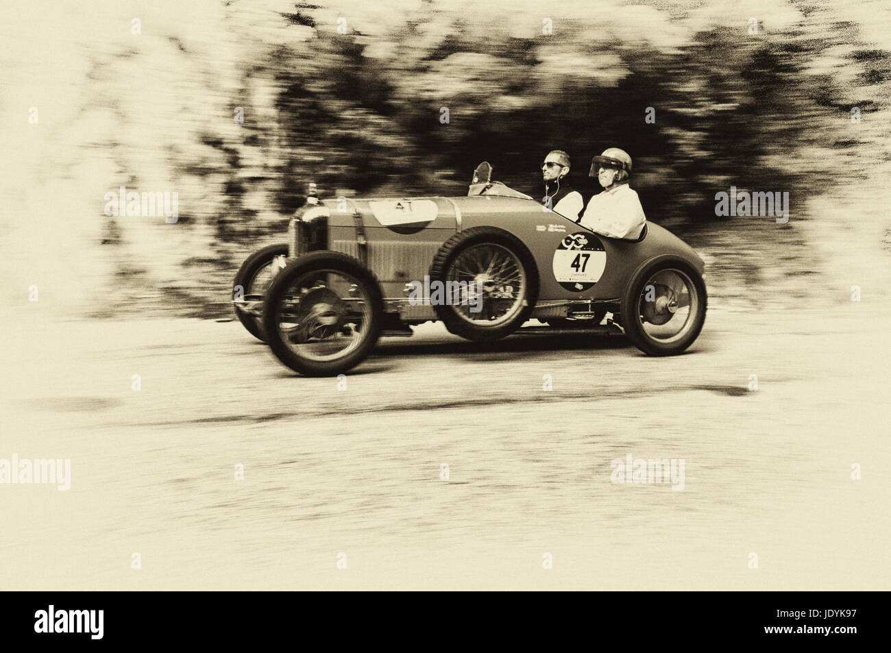 AMILCAR CGSS 1928 on an old racing car in rally Mille Miglia 2017 the ...