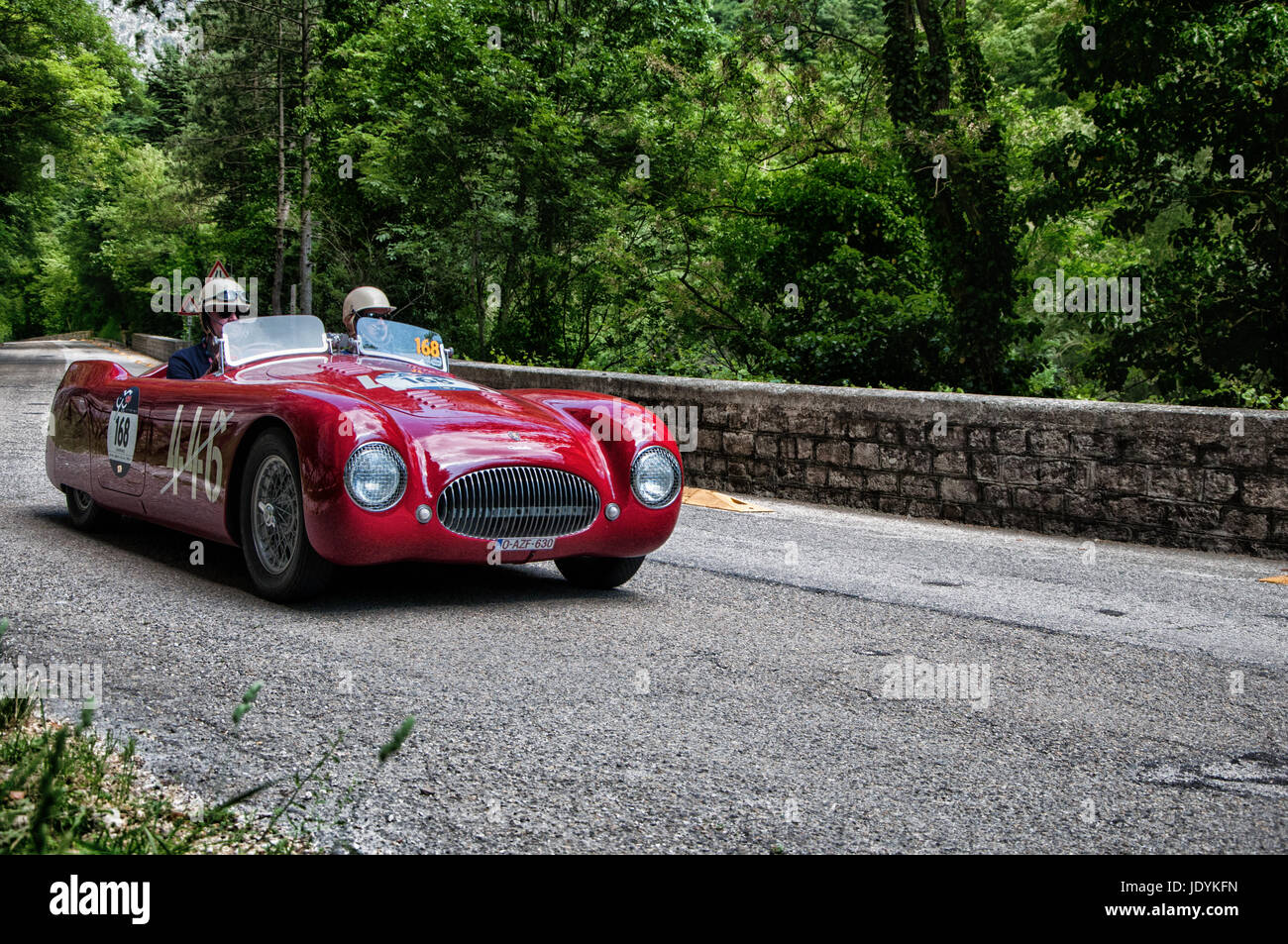 CISITALIA 202 S MM SPIDER NUVOLARI 1947 on an old racing car in rally ...