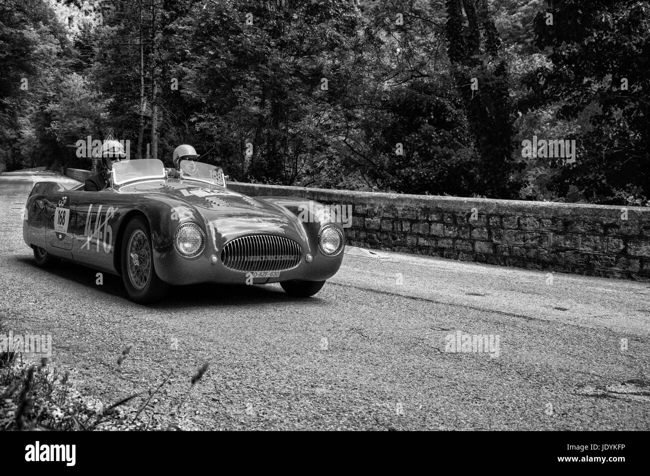 CISITALIA 202 S MM SPIDER NUVOLARI 1947 on an old racing car in rally ...