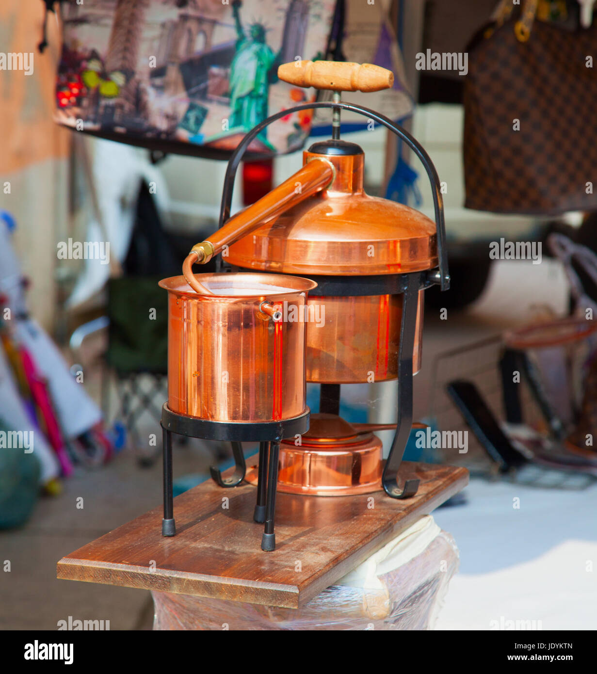 Bronze still for grappa, in close up Stock Photo - Alamy