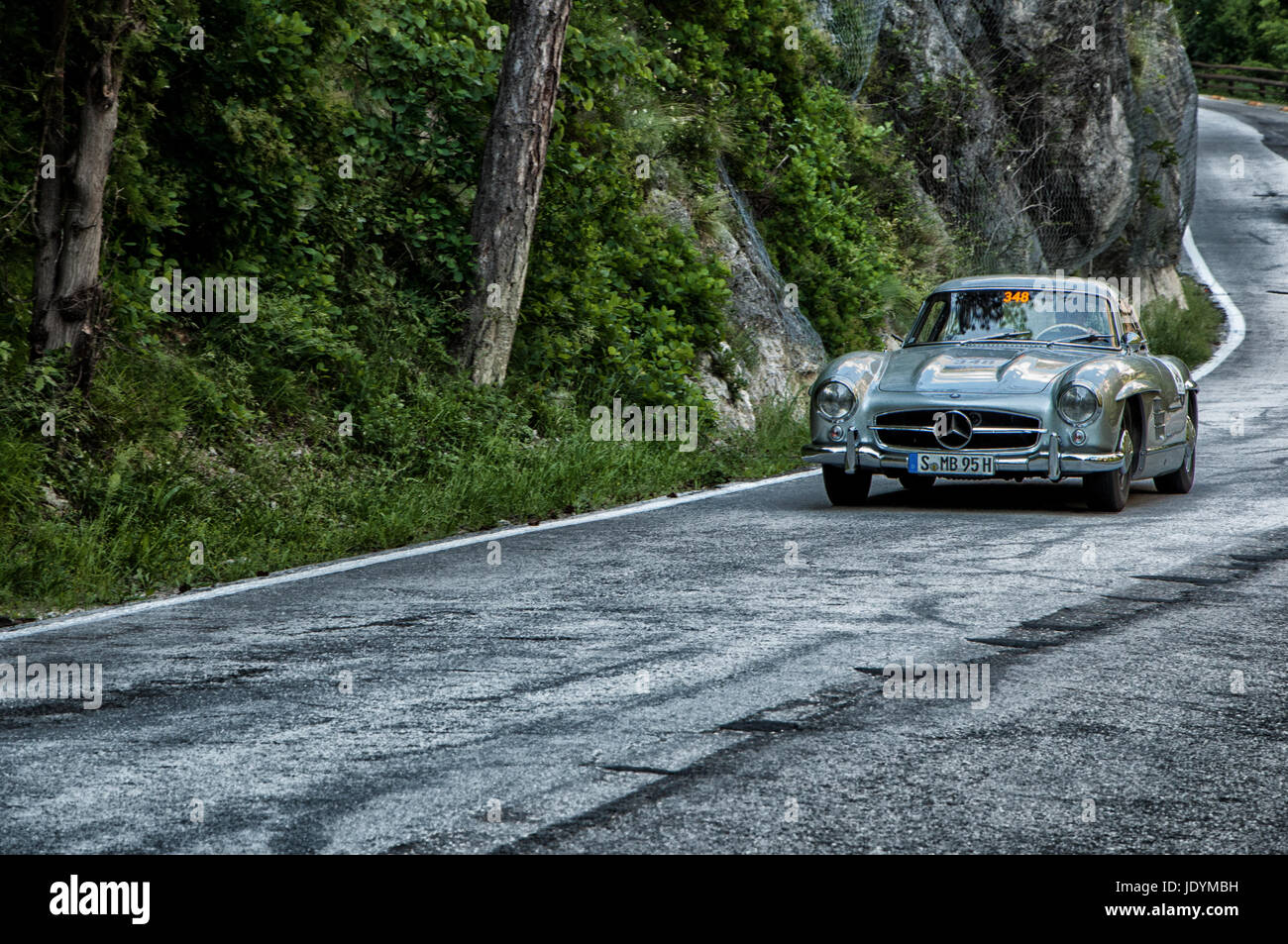 MERCEDES-BENZ 300 SL 1955 on an old racing car in rally Mille Miglia ...