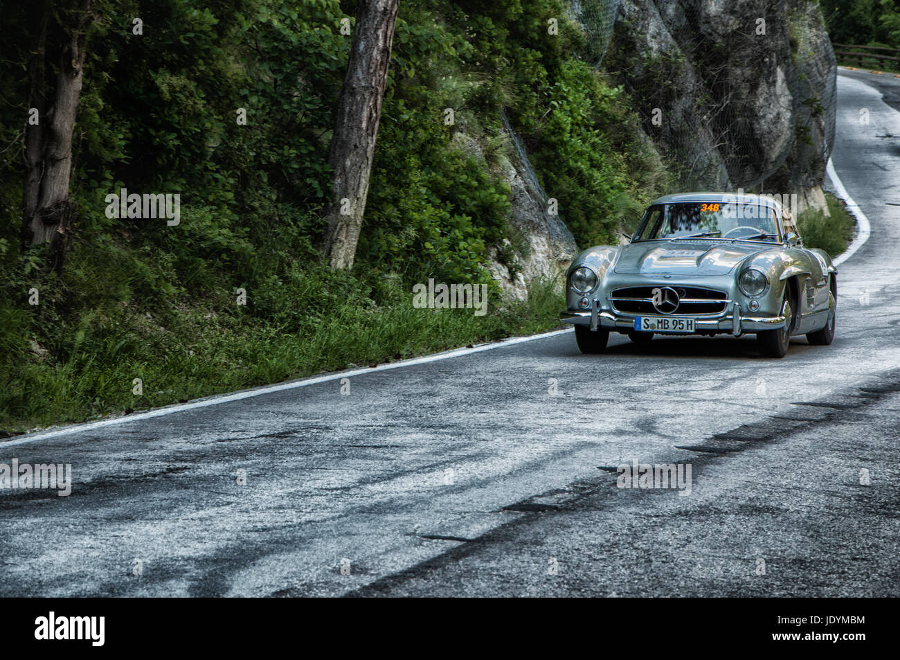 MERCEDES-BENZ 300 SL 1955 on an old racing car in rally Mille Miglia ...