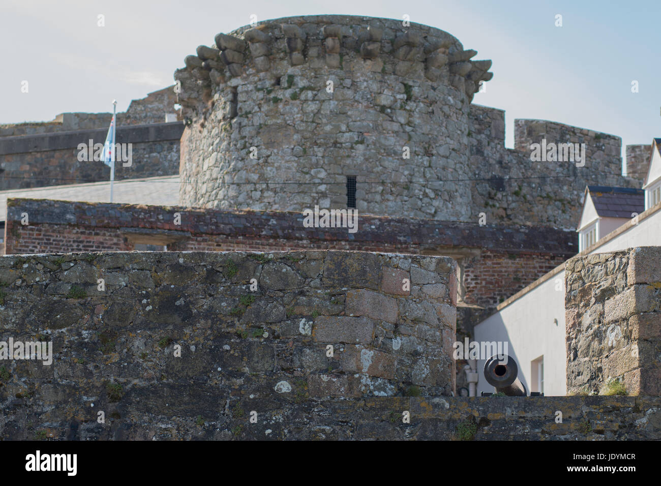 Close-Up View of Castle Cornet, Saint Peter Port, Guernsey with Cannon ...