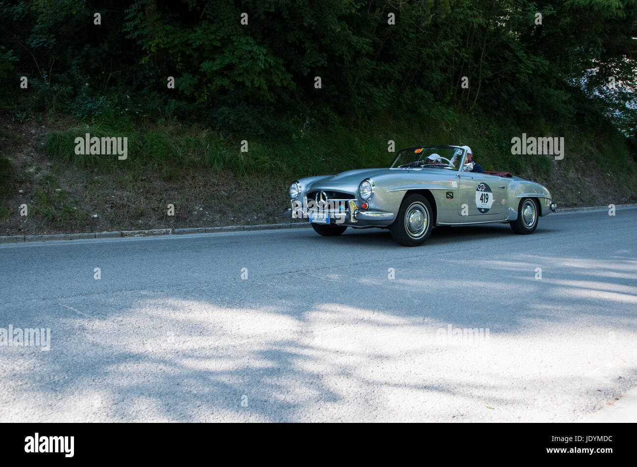 MERCEDES-BENZ 190 SL 1956 on an old racing car in rally Mille Miglia ...