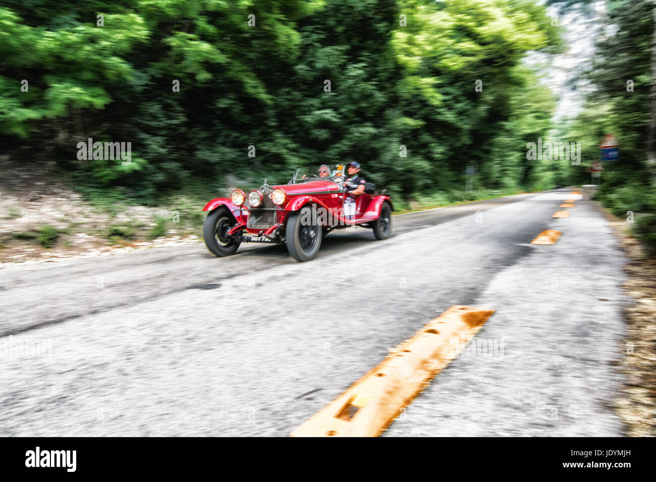 ALFA ROMEO 6C 1750 GT ZAGATO 1931 on an old racing car in rally Mille ...
