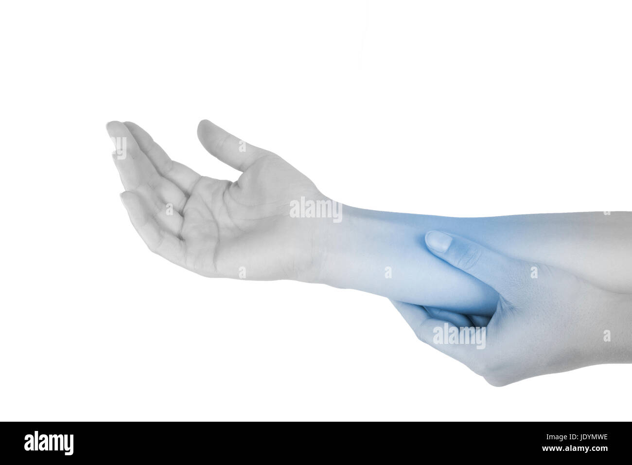 Mouse elbow. Repetitive stress injury. Forearm muscle strain. Female ...