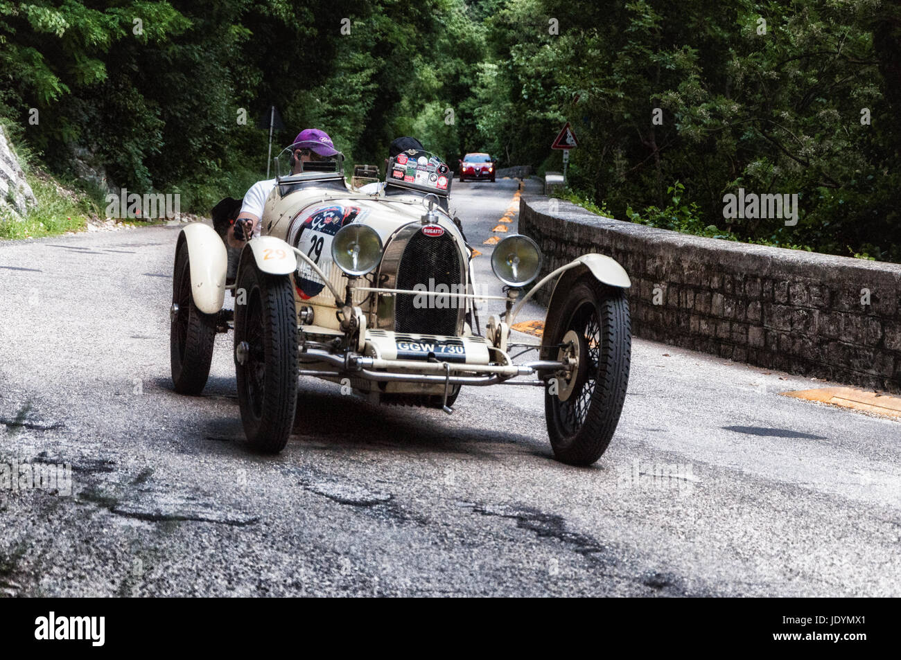 BUGATTI Type 35 A 1926 on an old racing car in rally Mille Miglia 2017 ...