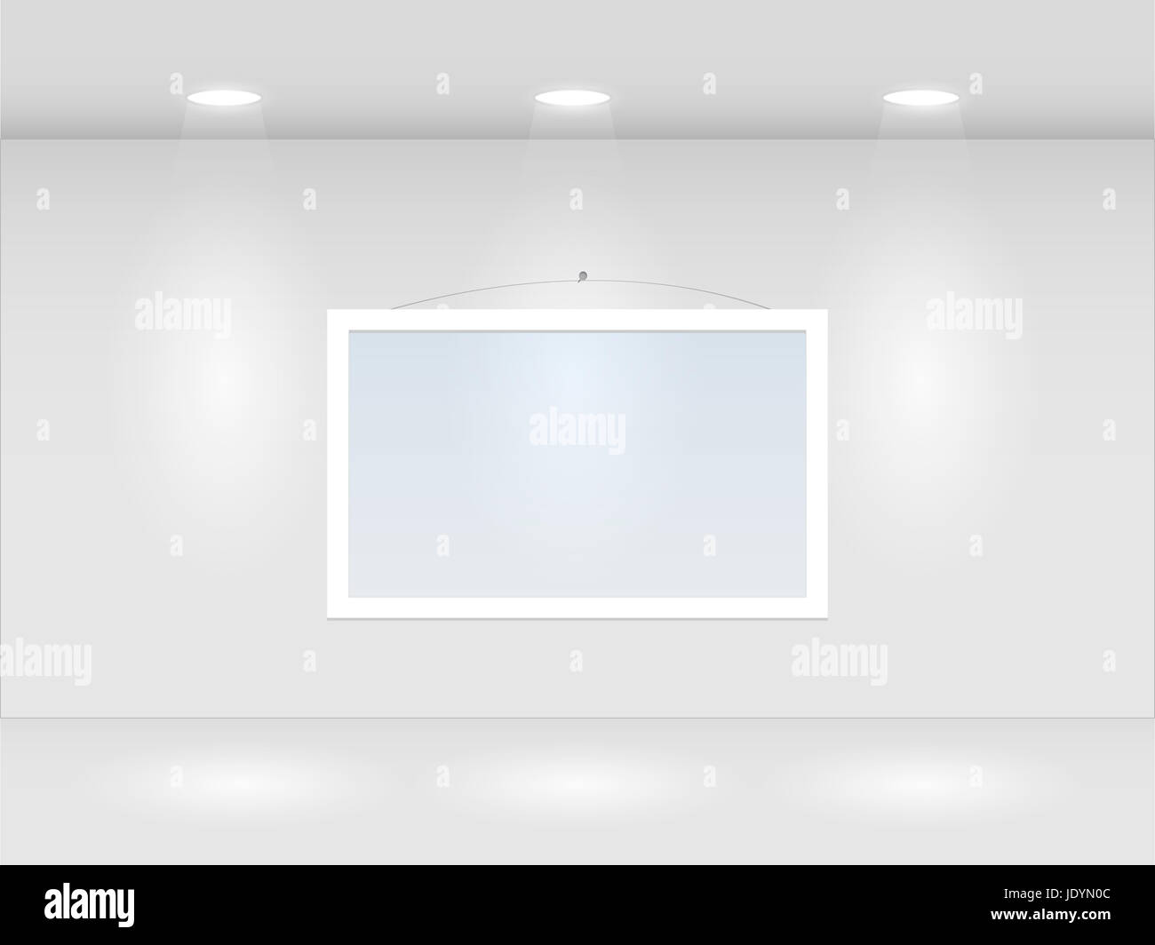 Illustration of a room with lights and hanging frame Stock Photo - Alamy