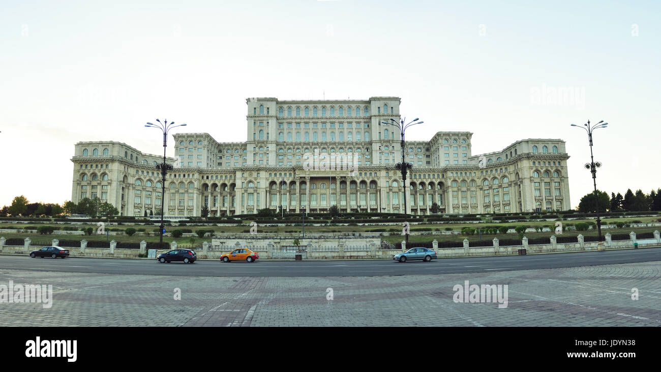 Bucharest city romania Palace of Parliament landmark panorama Stock ...