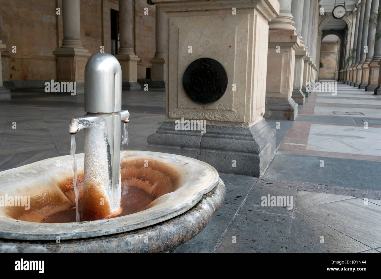 Hot spring water in the spa town of Karlovy vary, Czech Republic Stock ...