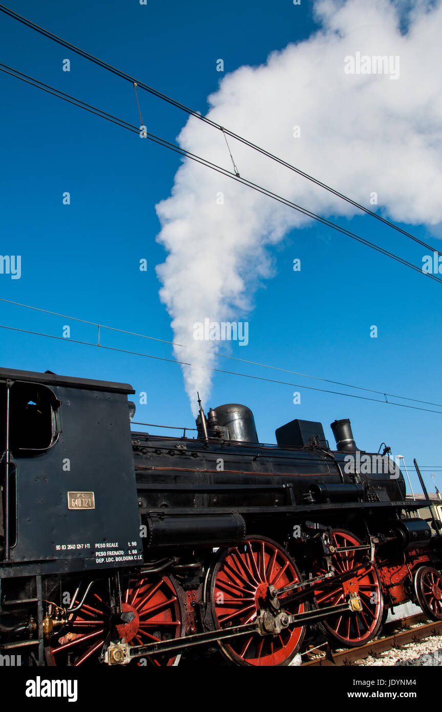 Vintage Steam Locomotive at the station in fano italy Stock Photo - Alamy