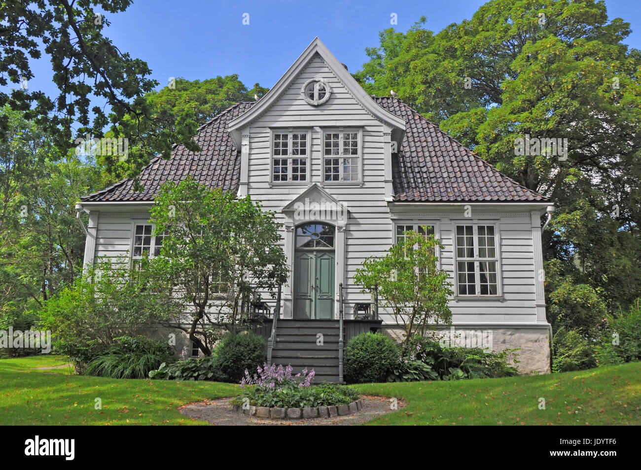 white wooden house in norway Stock Photo - Alamy