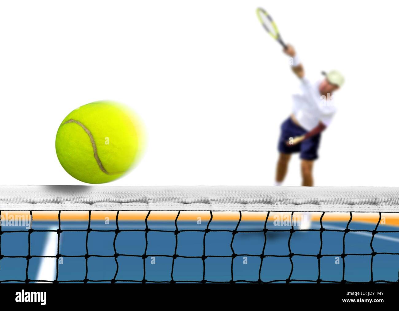 Tennis Ball Serve over The Net Stock Photo - Alamy