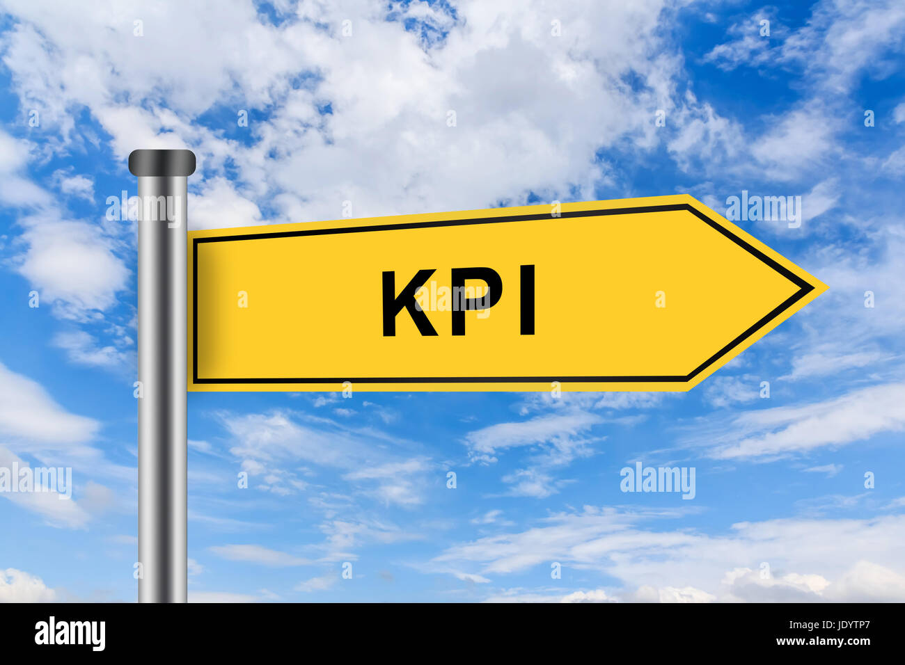 KPI or Key performance indicator words on yellow road sign on blue sky ...