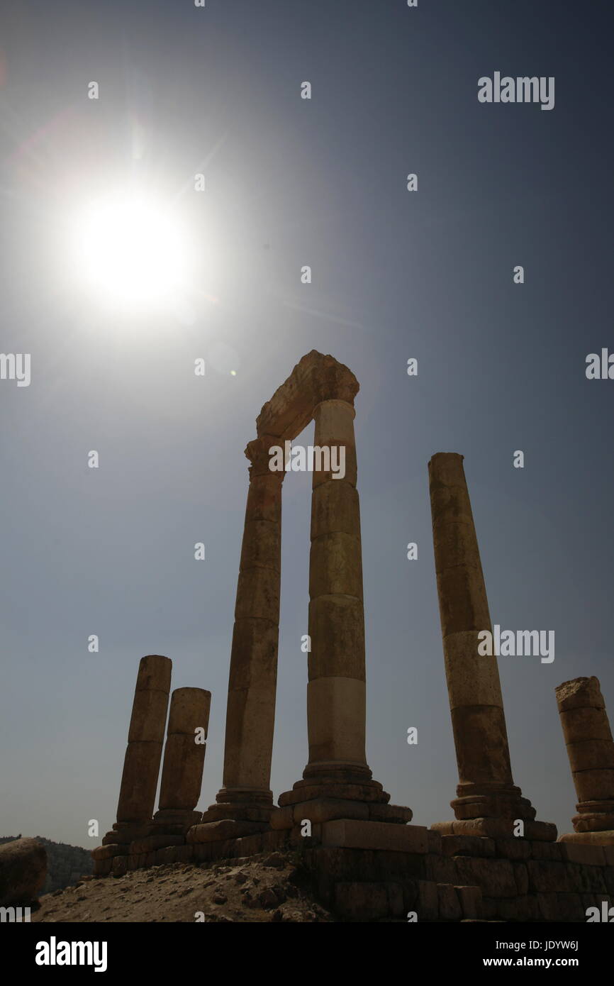 The Ruins of the citadel Jabel al Qalah in the City Amman in Jordan in ...