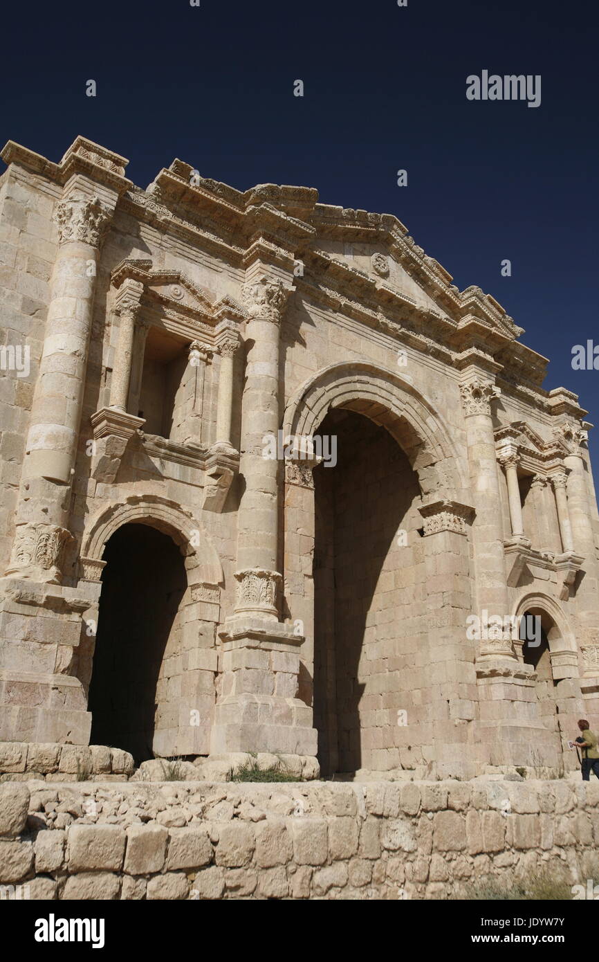 the Roman Ruins of Jerash in the north of Amann in Jordan in the middle ...