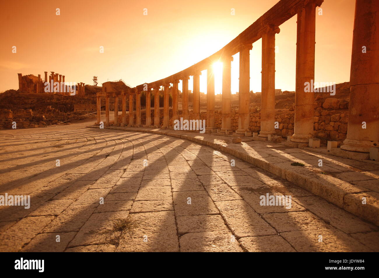 the Roman Ruins of Jerash in the north of Amann in Jordan in the middle ...