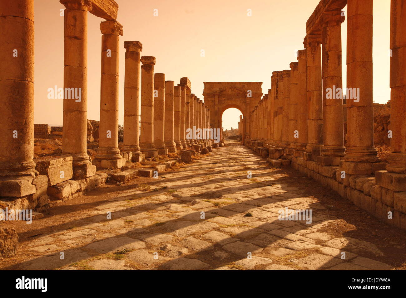 the Roman Ruins of Jerash in the north of Amann in Jordan in the middle ...