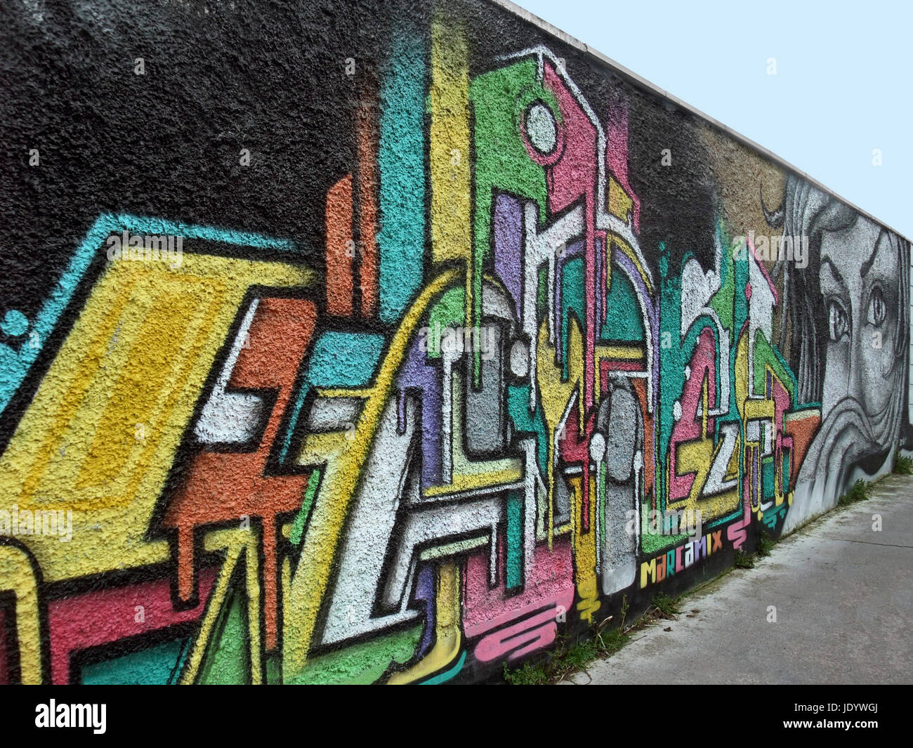 wall with painted graffiti on it seen in Dublin, Ireland Stock Photo ...