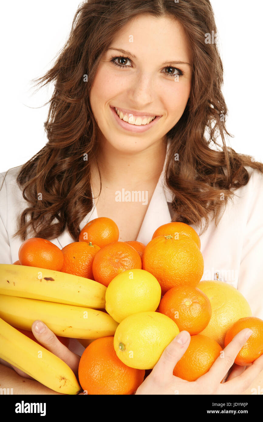girl with fruit in their hands Stock Photo - Alamy