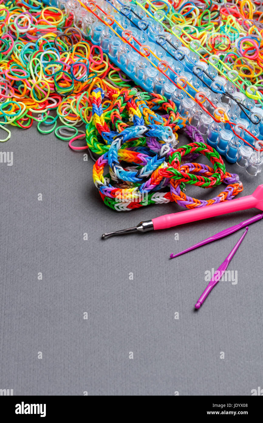 Set of colorful elastic loom bands color full Stock Photo - Alamy