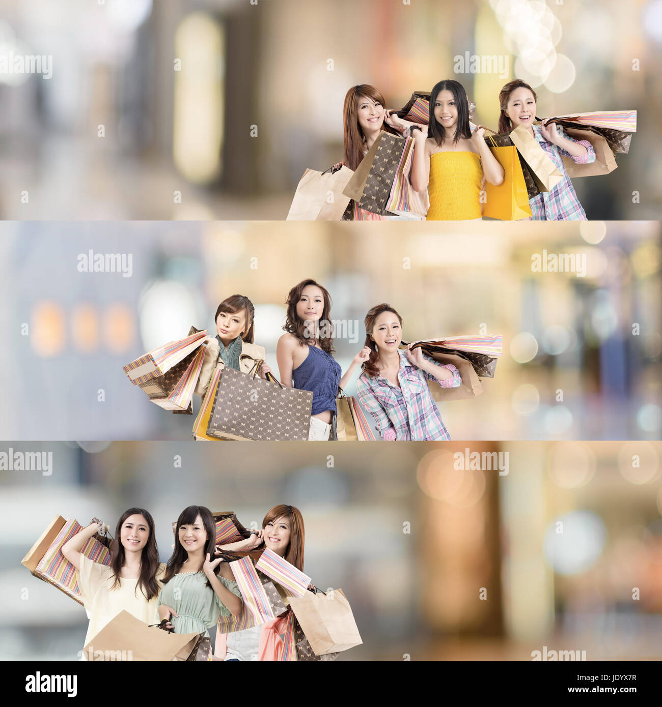 Asian woman shopping, collection from 7 different people, good for web ...