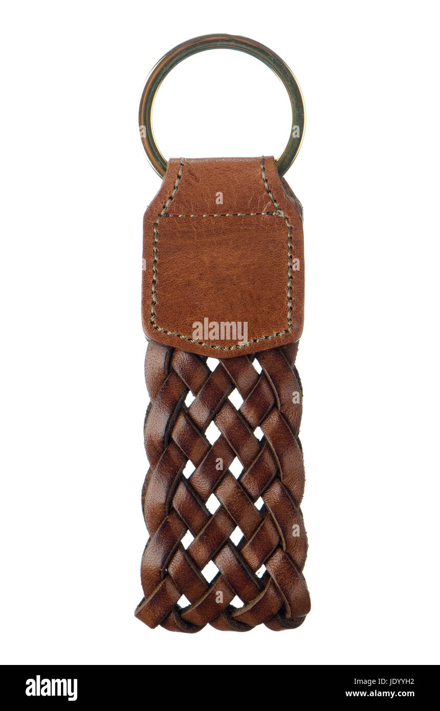 Leather key chain isolated on white background Stock Photo - Alamy