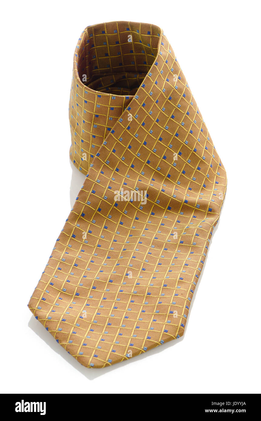 Yellow and blue pattern tie isolated on white background Stock Photo ...