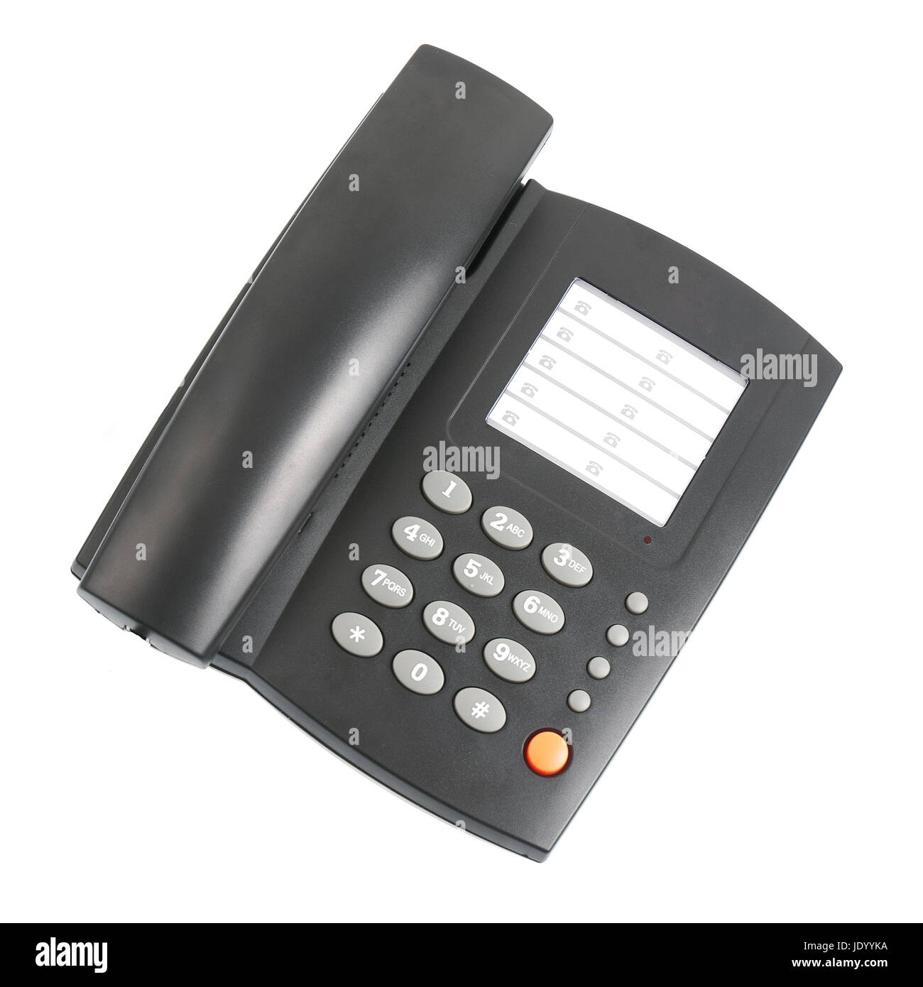 One black telephone isolated on white background Stock Photo - Alamy