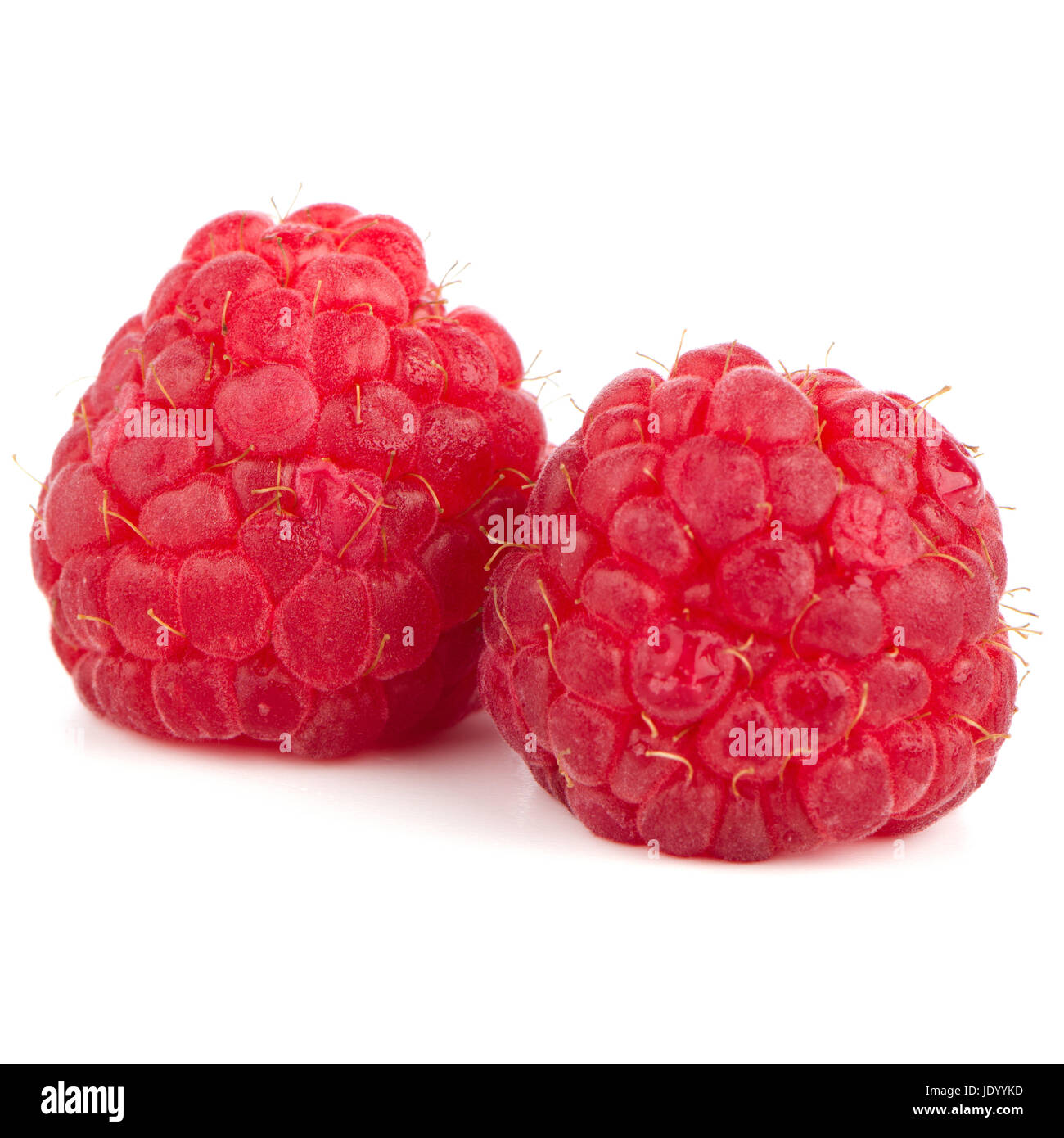 Ripe red raspberry on white background Stock Photo - Alamy