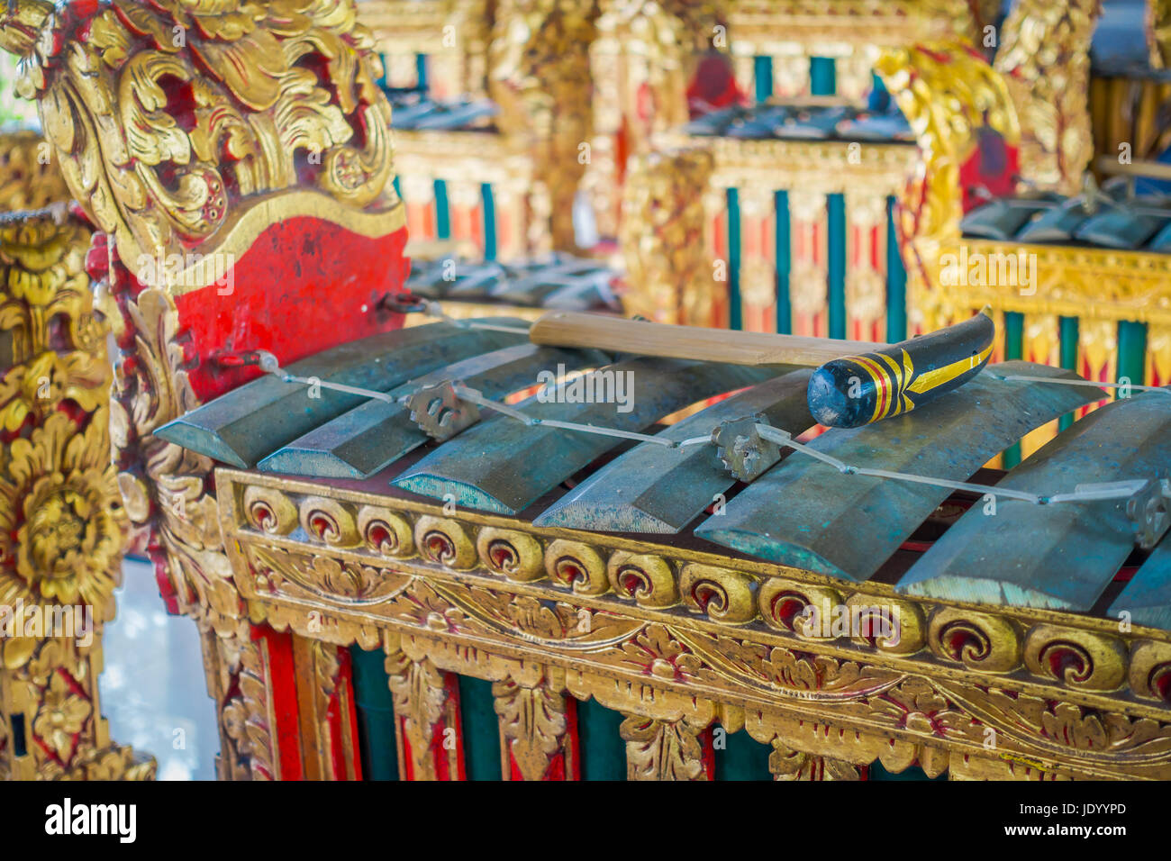 BALI, INDONESIA - MARCH 08, 2017: Hindu musical instruments inside of ...