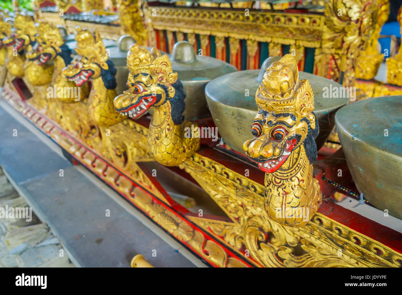 BALI, INDONESIA - MARCH 08, 2017: Hindu musical instruments inside of ...