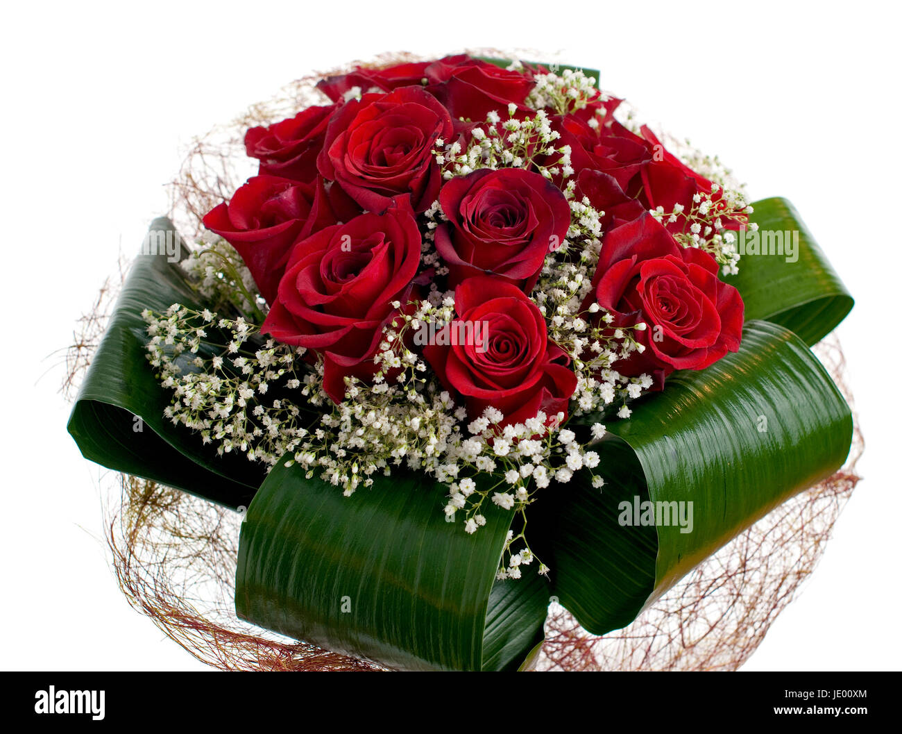 Red roses bouquet isolated on white background Stock Photo - Alamy