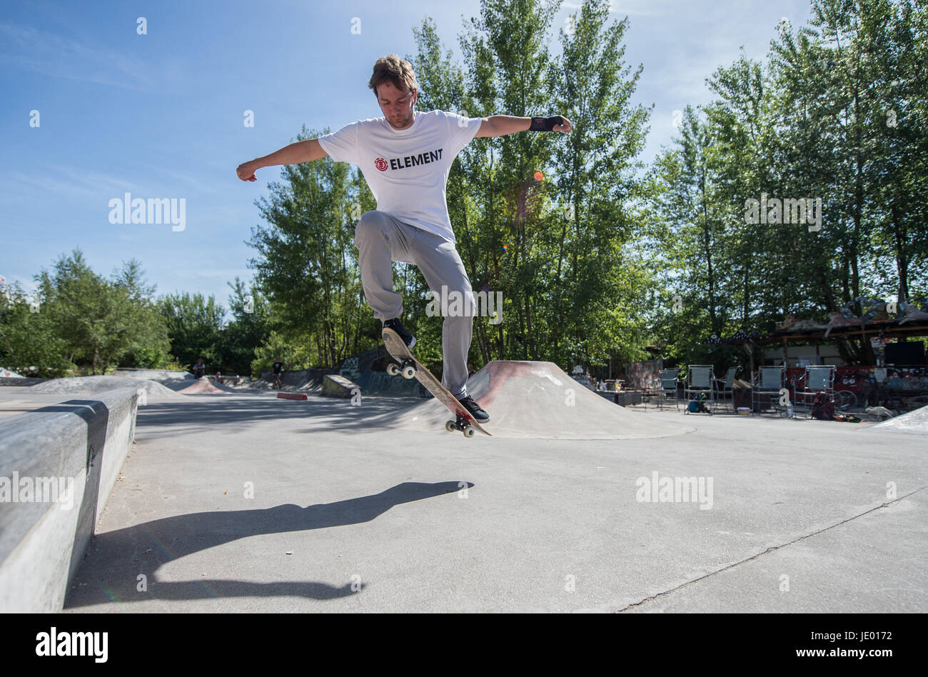 Hannover, Germany. 21st June, 2017. Skater Max pictured doing a trick ...