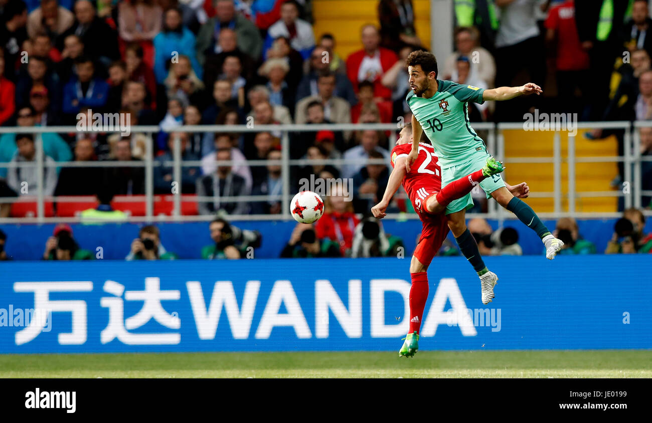 Moscow, Russia. 21st Jun, 2017. BERNARDO SILVA of Portugal contests ...