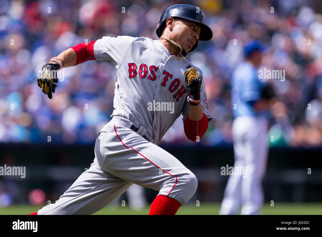 Kansas City, MO, USA. 21st June, 2017. Mookie Betts #50 of the Boston ...