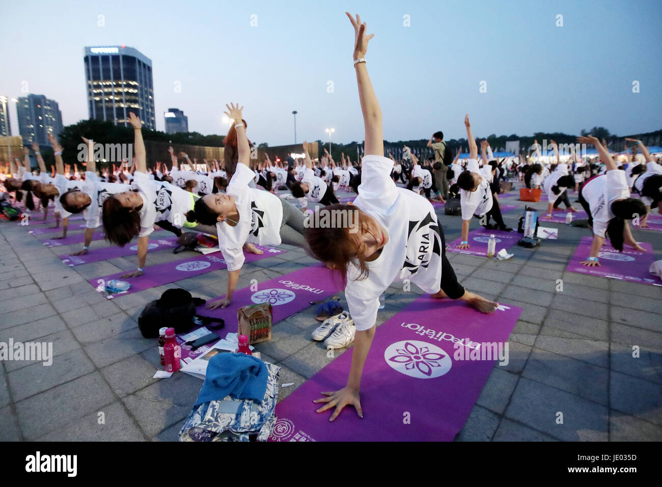 Yoga demonstration in Seoul Yoga practitioners demonstrate key postures ...