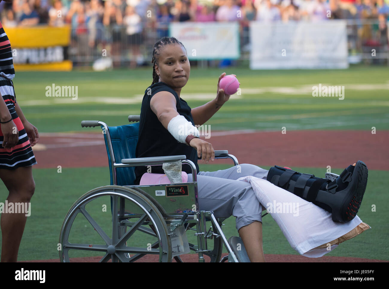 Capitol Police Officer Crystal Griner throws out the ceremonial first ...