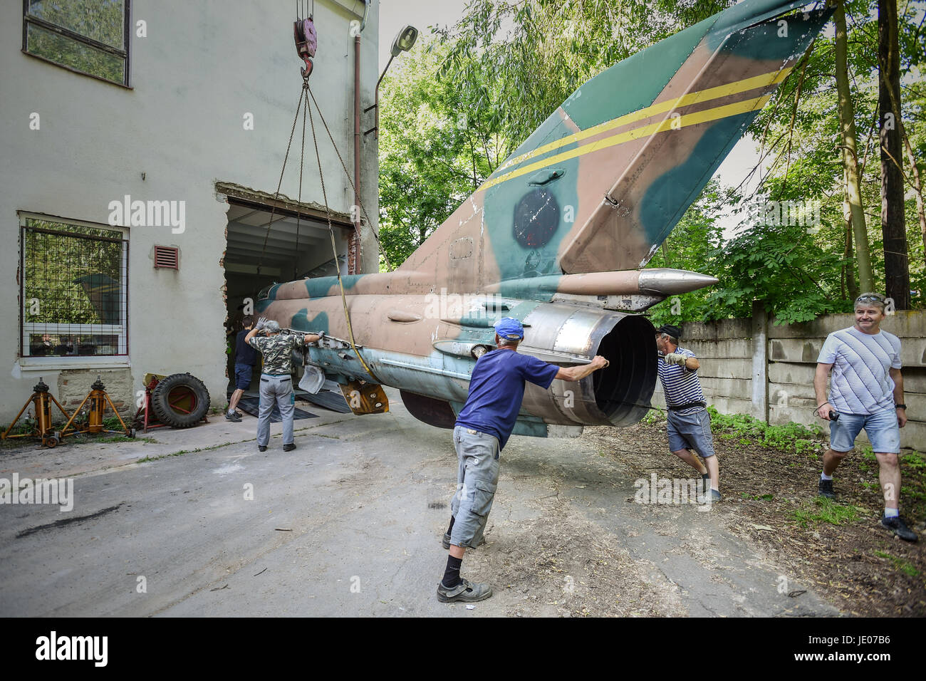 Jet fighter MIG-21, acquired by aviation enthusiast Petr Bily, arrives ...