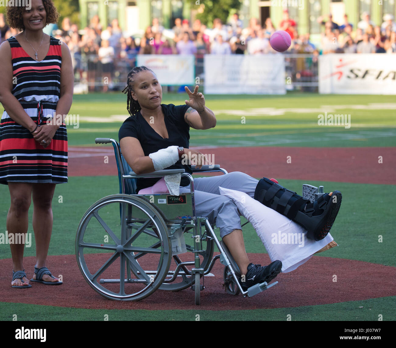 Capitol Police Officer Crystal Griner throws out the ceremonial first ...