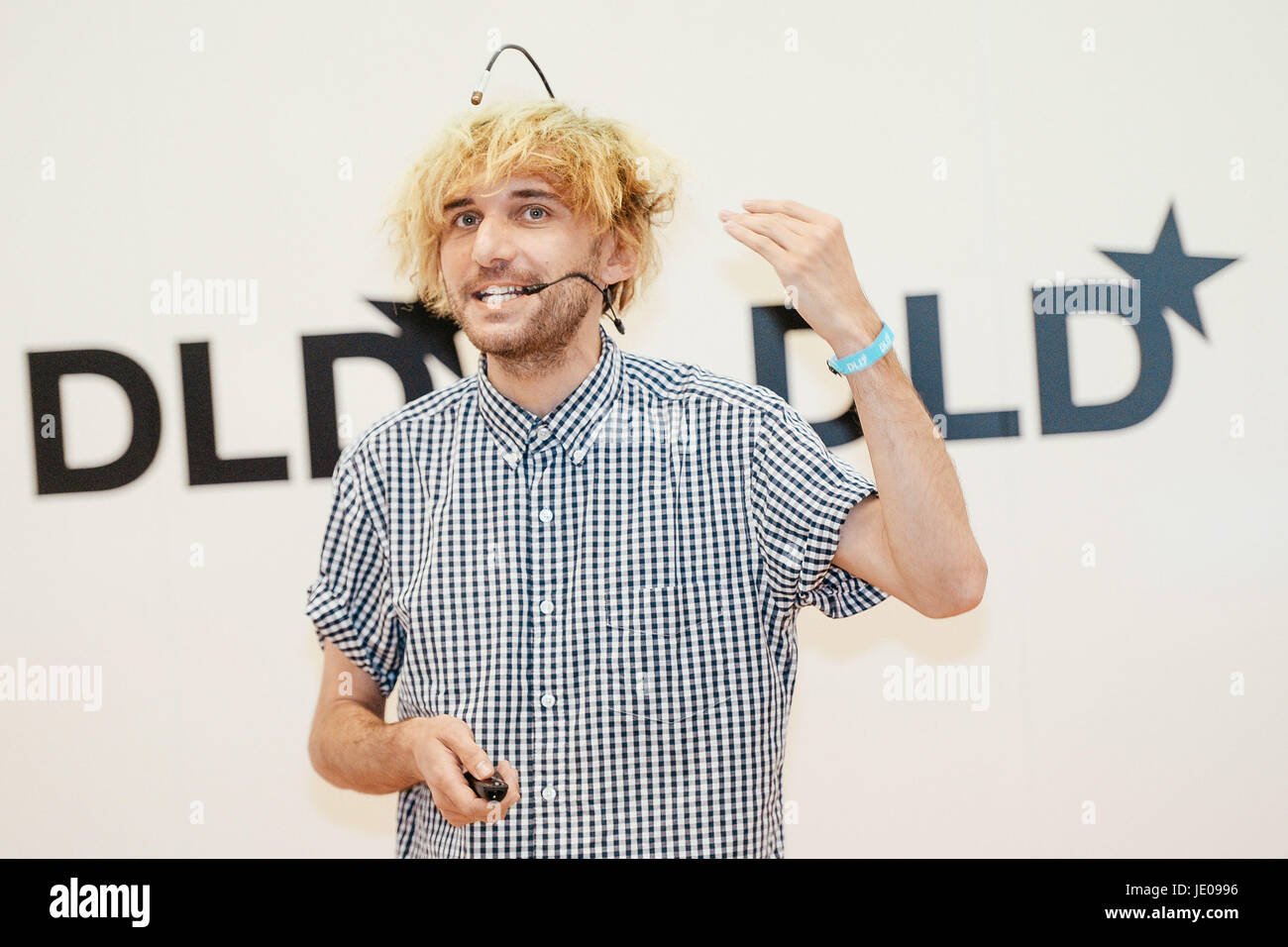 BAYREUTH/GERMANY - JUNE 21: Cyborg Neil Harbisson (Cyborg Org) with his ...
