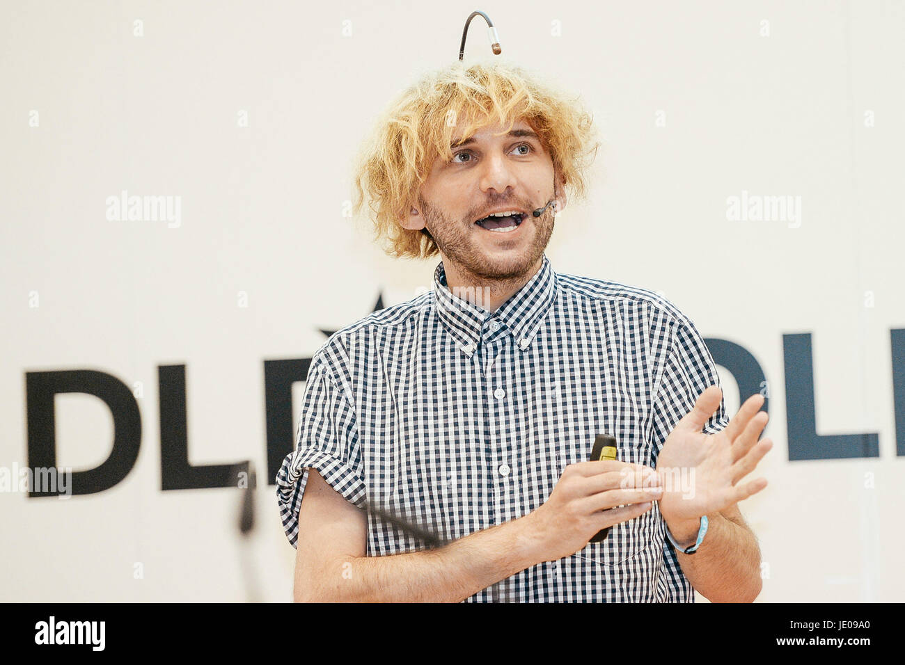 BAYREUTH/GERMANY - JUNE 21: Cyborg Neil Harbisson (Cyborg Org) with his ...