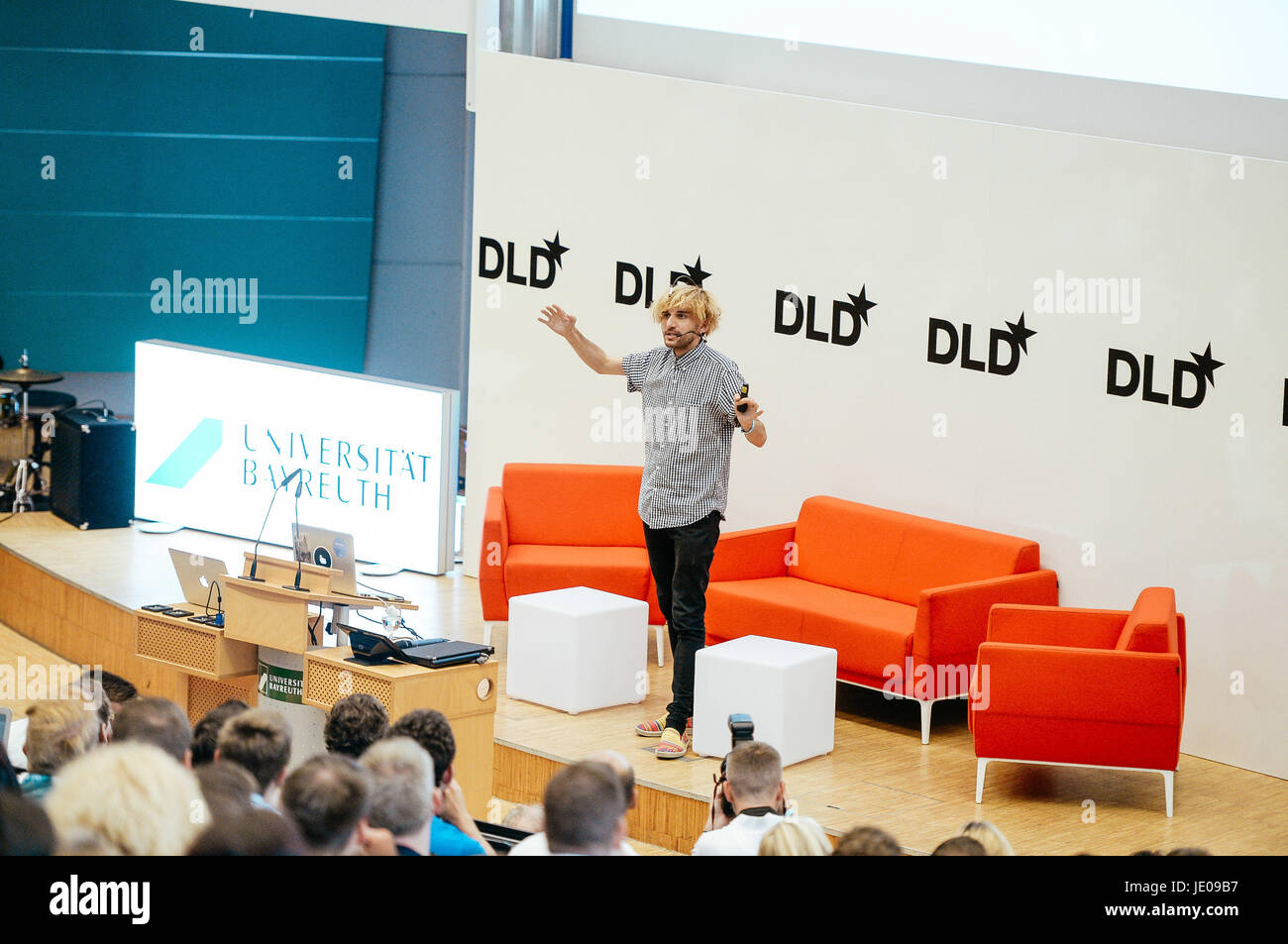 BAYREUTH/GERMANY - JUNE 21: Cyborg Neil Harbisson (Cyborg Org) with his ...