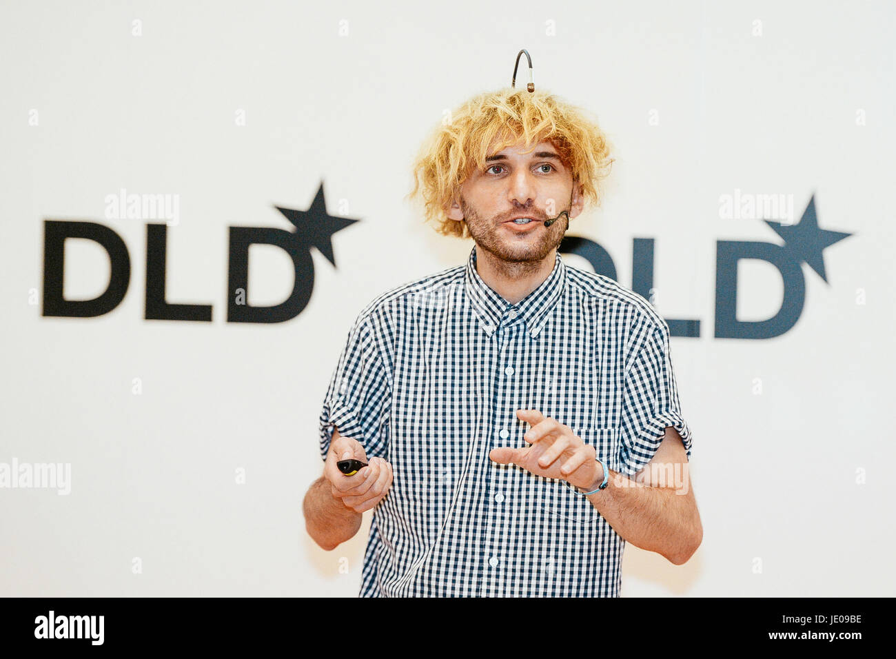 BAYREUTH/GERMANY - JUNE 21: Cyborg Neil Harbisson (Cyborg Org) with his ...