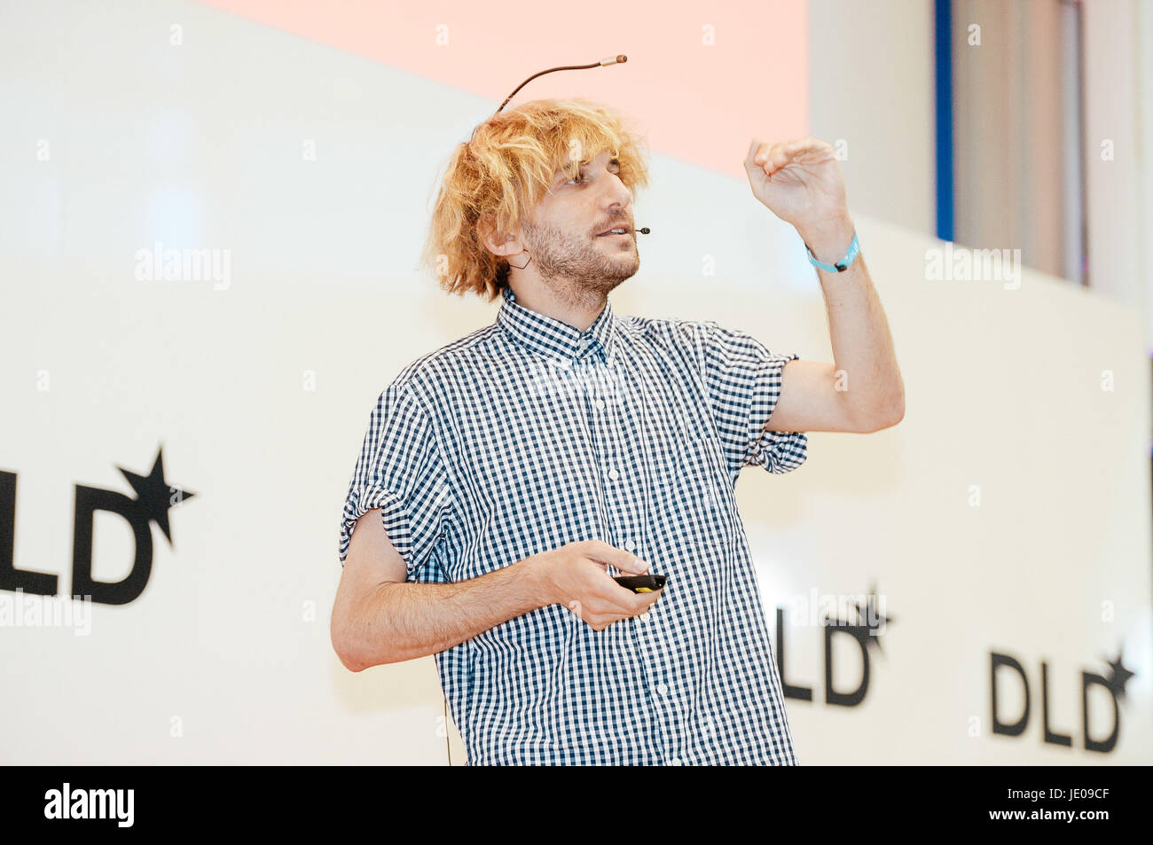 BAYREUTH/GERMANY - JUNE 21: Cyborg Neil Harbisson (Cyborg Org) with his ...
