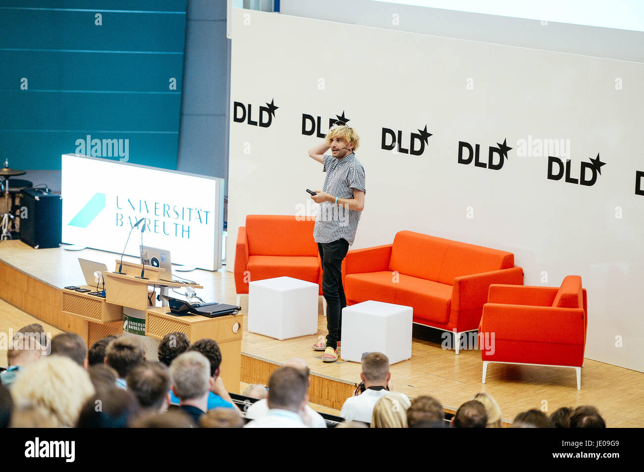 BAYREUTH/GERMANY - JUNE 21: Cyborg Neil Harbisson (Cyborg Org) with his ...