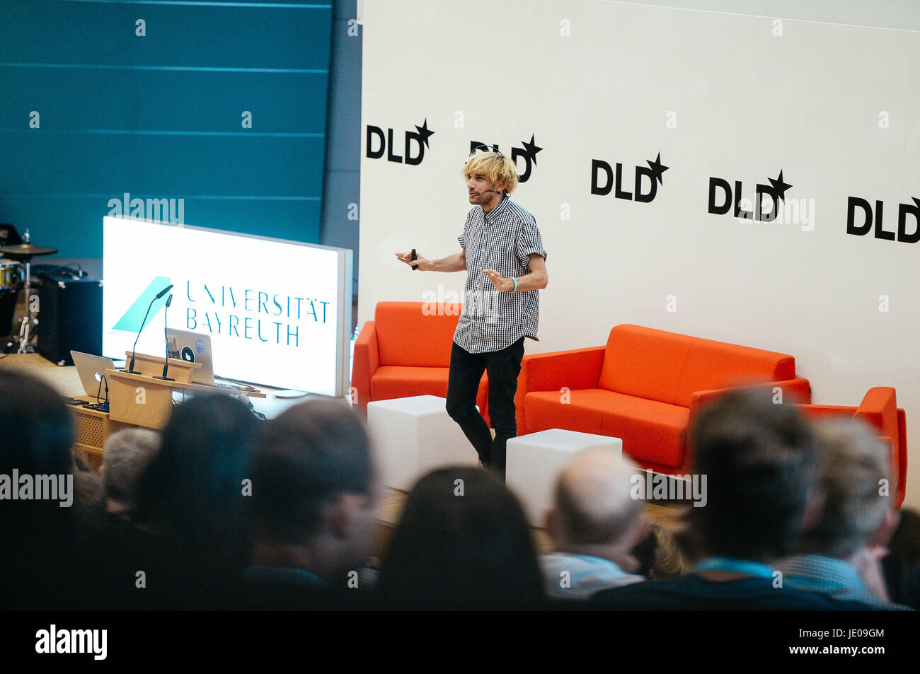 BAYREUTH/GERMANY - JUNE 21: Cyborg Neil Harbisson (Cyborg Org) with his ...