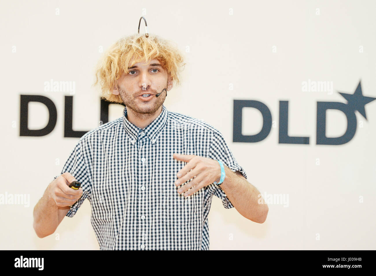 BAYREUTH/GERMANY - JUNE 21: Cyborg Neil Harbisson (Cyborg Org) with his ...