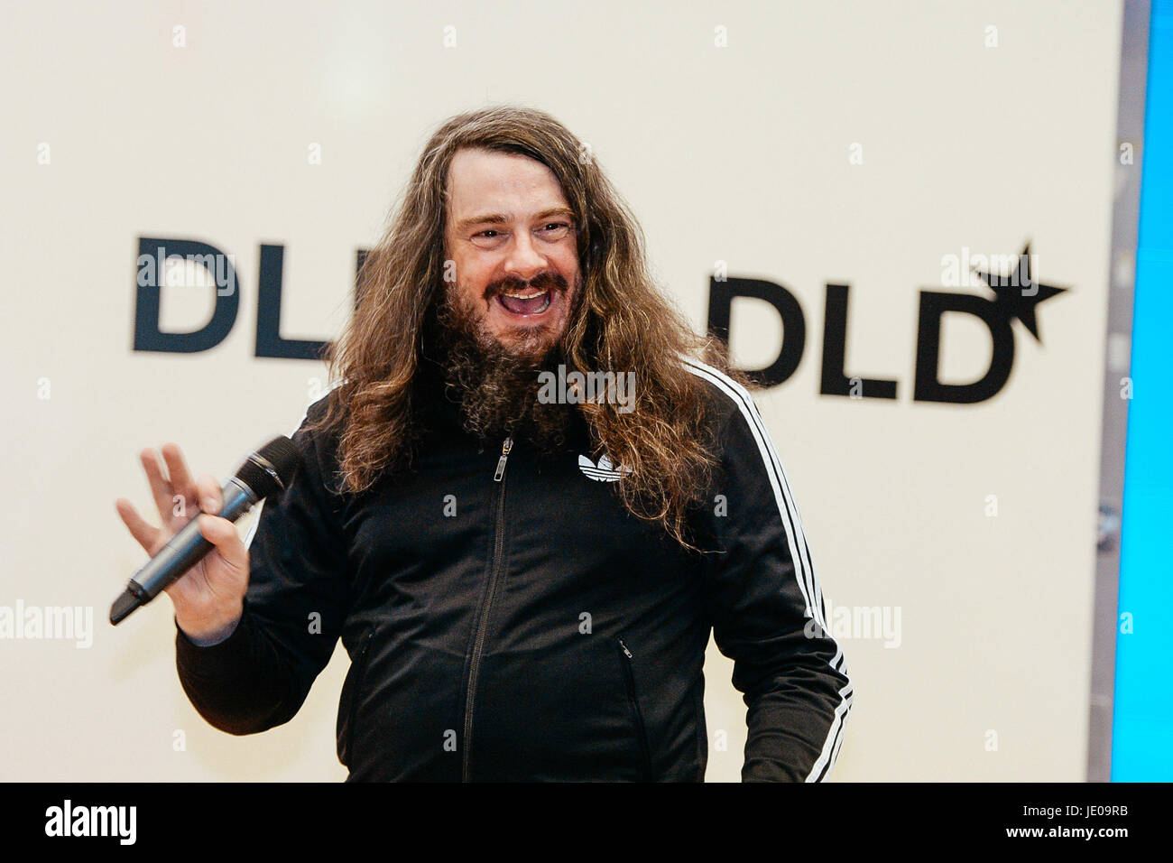 BAYREUTH/GERMANY - JUNE 21: The artist Jonathan Meese laughs on the ...