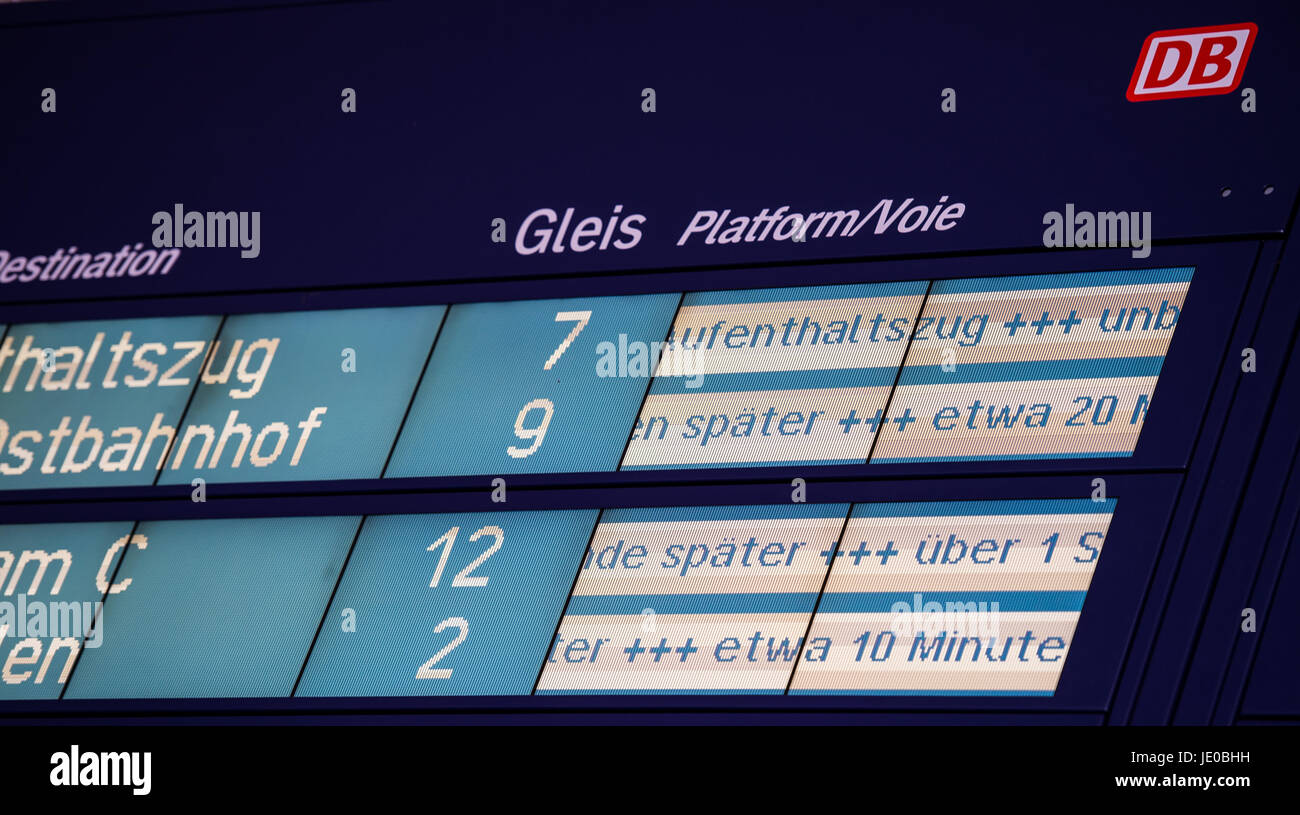An announcement display showing the delays in rail transport seen at ...